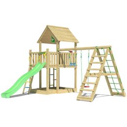Jungle Gym Spielturm &raquo;Majesty&laquo; Spielanlage mit Schaukel, Kletterbock und Rutsche mit Wasseranschluss gr&uuml;n Holzwerkstoff Einheitsgr&ouml;&szlig;e