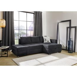 Jockenh&ouml;fer Ecksofa &raquo;Fantasy L-Form, B: 247 cm, Dreh-Schwenk-Ottomane&laquo; mit Schlaffunktion, Bettkasten & Zierkissen, wandelbar zum Big-Sofa schwarz Korpus: 100% 
