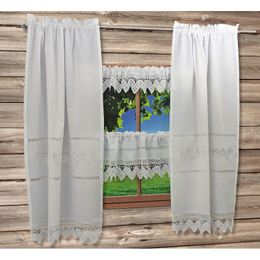 HOSSNER - ART OF HOME DECO Gardine &raquo;BALDO&laquo; Stangendurchzug 1 Stk. tlg. H&auml;kelspitze - ECHTE Handarbeit wei&szlig; Wirkware, Baumwolle 180cm, Stangendurchzug,