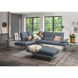 W.Schillig Ecksofa &raquo;broadway, Designsofa, mit tollem Sitzkomfort, L-Form&laquo; Sitztiefenverstellung, Kopfteil- & Seitenteilverstellung, Breite 284cm blau 