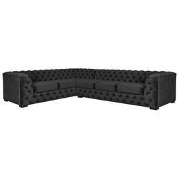 Home Affaire Chesterfield-Sofa &raquo;KALINA L-Form&laquo; hochwertig Chesterfield-Ausf&uuml;hrung schwarz 100% Polyester B/H/T: 307cm x 67cm x 227cm, Samtvelours, 
