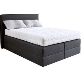 Westfalia Schlafkomfort Boxspringbett wahlweise mit Kaltschaum-Topper grau Strukturstoff (77% Polyester und 23% Viskose) Feinstruktur Ohne Topper, Liegefl&auml;che B/L: 140cm x 