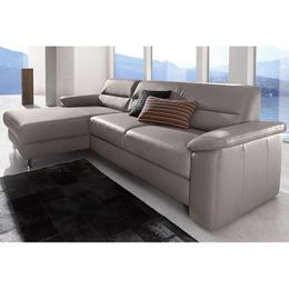 Sit & More sit&more Ecksofa &raquo;Ascara L-Form&laquo; inklusive Boxspring/Federkern-Polsterung, wahlweise mit Schlaffunktion grau NaturLEDER (echtes Rindsleder), Korpus in