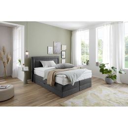 Westfalia Schlafkomfort Boxspringbett wahlweise mit Bettkasten und Topper grau Microvelours Ohne Topper,mit Bettkasten, Liegefl&auml;che B/L: 140cm x 200cm, H2 + H2, 7-Zonen-