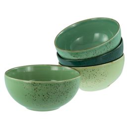 Creatable Schale &raquo;Nature Collection, Buddha Bowl 4-tlg&laquo; 4 Stk. aus Steinzeug Handwerklicher Look, Vintage, H&ouml;he 8,5 cm gr&uuml;n Steinzeug &Oslash; 17,5cm