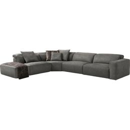 Egoitaliano Ecksofa &raquo;Beverly, extravangantes Designsofa mit erstklassigem Sitzkomfort&laquo; wahlweise mit elektrischer Relaxfunktion, Kopfteilverstellung grau Luxus-