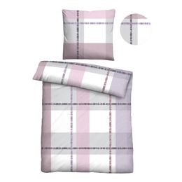 Bettw&auml;sche &raquo;0380746&laquo; 2 Stk. Nicki, kuschelig + flauschig, temperaturausgleichend, b&uuml;gelfrei, RV lila Fleece, Obermaterial: 100% Polyester B/L: 135cm x