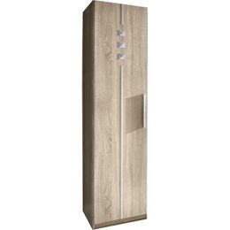 Priess Kleiderschrank 1-bis 5-t&uuml;rig, mit silberfarbigen Applikationen braun Holzwerkstoff B/H/T: 48cm x 193cm x 54cm, T&uuml;ren: 1 Stk.