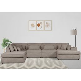 OTTO home Wohnlandschaft &raquo;Florid U-Form&laquo; 6 Teile, bestehend aus Modulen, viele Bezugsqualit&auml;ten, auch in Cord grau Baumwollmix (60% Baumwolle/40% 