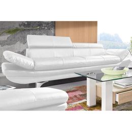 COTTA Polstergarnitur &raquo;Enterprise&laquo; Set, Set bestehend aus: 3-Sitzer mit Arm- & Kopfteilverstellung & Hocker wei&szlig; Luxus-Kunstleder,mit 