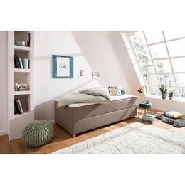 Home Affaire Boxbett &raquo;Alexis&laquo; ohne Kopfteil - ideal f&uuml;r R&auml;ume mit Dachschr&auml;gen; in 4 Breiten braun Struktur fein (100% Polyester) Struktur fein, 
