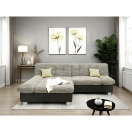 DOMO collection Ecksofa &raquo;100031 234x157 cm, kompakt, komfortabel & bequem, L-Form&laquo; whlw. mit Bettfunktion und Armteilverstellung wei&szlig; 90% Polyester, 