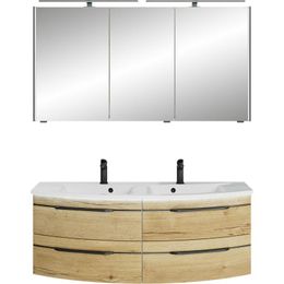 Badm&ouml;bel-Set &raquo;Badezimmer-Set 133,2 cm breit, inkl. T&uuml;rd&auml;mpfer, 3 T&uuml;ren, 4 Schubladen&laquo; Set, 2 Stk. tlg. braun Holzwerkstoff B/H/T: 133,2cmcm x 200cmcm 