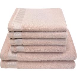 Dyckhoff Handtuch Set &raquo;Gloss&laquo; Set 6 Stk. Walkfrottier 4 Handt&uuml;cher (50x100cm), 2 Duscht&uuml;cher (70x140cm) rosa Walkfrottier, Obermaterial: 100% Baumwolle 6 Stk.,