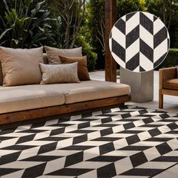 Ted Baker Teppich &raquo;Terrick, Wendeteppich&laquo; rechteckig 8 mm H&ouml;he Designteppich, Wetterfest, Pflegeleicht, Modern, Wohnzimmer, Terrasse schwarz-wei&szlig; Polypropylen B
