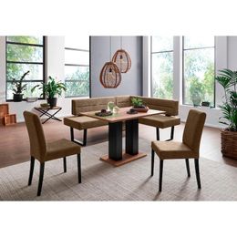 massivline&more Eckbankgruppe &raquo;Martina&laquo; 5 Stk. tlg. frei im Raum stellbar braun Holzwerkstoff, Massivholz, Polyester B/H/T: 65cm, Polyester, langer 