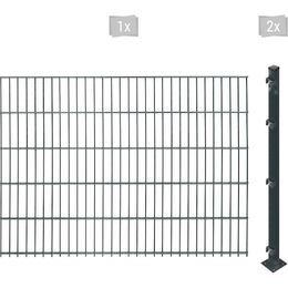 Arvotec Doppelstabmattenzaun &raquo;ESSENTIAL 103 zum Aufschrauben&laquo; Zaunh&ouml;he 103 cm, Zaunl&auml;nge 2 - 60 m grau Kunststoff, Stahl H/L: 103cm x 2m, Pfosten: 2 Stk.