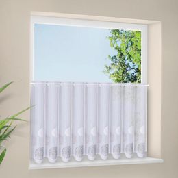 GERSTER Scheibengardine &raquo;Leoni&laquo; Durchzugl&ouml;cher 1 Stk. tlg. Stickereipanneau mit Kugeln bestickt grau Voile, Polyester 60cm, Durchzugl&ouml;cher, 150cm