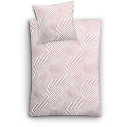 Kleine Wolke Bettw&auml;sche &raquo;Macra&laquo; 2 Stk. mit grafischem Print rosa Mako-Satin, Obermaterial: 100% Baumwolle B/L: 155cm x 220cm, Mako-Satin, B/L: 80cm x 80cm, 2 Stk.