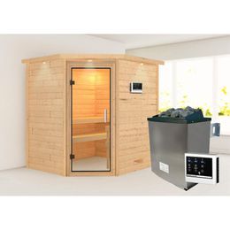 Karibu Sauna &raquo;Mia (Fronteinstieg)&laquo; Ofen 9 KW externe Strg easy beige (ohne Ofen)