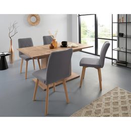 Home Affaire 4-Fu&szlig;stuhl &raquo;Brest&laquo; (Set) 2 Stk.Sitz und R&uuml;cken gepolstert, Rautensteppung im Rueckenlehne grau Polyester B/H/T: 47cm x 88cm x 66cm, 2 Stk