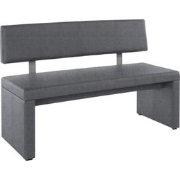 OTTO home Sitzbank &raquo;Charissa&laquo; mit Lehne, Breite 140, 160 oder 180 cm grau Holzwerkstoff, Massivholz B/H/T: 140cm x 90cm x 53cm, Strukturstoff