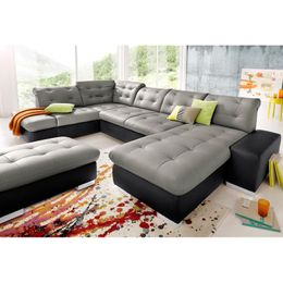 Sit & More sit&more Wohnlandschaft &raquo;Palomino U-Form&laquo; wahlweise in XL oder XXL schwarz NaturLEDER (echtes Rindsleder) in Sitz und R&uuml;cken. Korpus mit Kunstleder 
