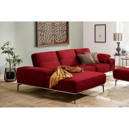 W.Schillig Ecksofa &raquo;run, Designsofa mit tollem Sitzkomfort, bequem, L-Form&laquo; mit Holzsockel, F&uuml;&szlig;e in Schwarz pulverbeschichtet, Breite 299 cm rot 