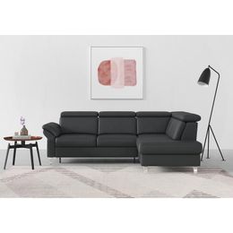 Sit & More sit&more Ecksofa &raquo;Arngast L-Form&laquo; inklusive Kopfteilverstellung und Federkern schwarz B/H/T: 245cm x 84cm x 194cm, NaturLEDER , Ottomane rechts,mit 