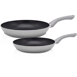 Kr&uuml;ger Pfannen-Set &raquo;London&laquo; Aluminium Set, 2 Stk. tlg. &Oslash; 24/28 cm, Induktion grau Einheitsgr&ouml;&szlig;e
