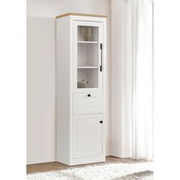 OTTO home Vitrine &raquo;Ismund&laquo; aus MDF, mit Holz-Zierleiste, schwarzen Metallgriffen, H&ouml;he 180,5 cm wei&szlig; Holzwerkstoff wei&szlig;, B/H/T: 140cm x 179cm x 39cm, 
