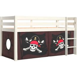 Vipack Spielbett &raquo;Pino, Kiefer massiv, mit Rolllattenrost u. Textil-Set, Made in Europe&laquo; B/H/T ca. 210x114x106cm, mit Leiter und Absturzschutz, verschiedene 
