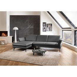 Die PlanBar Ecksofa &raquo;PN-EM23050, L-Form, Breite 289 cm&laquo; Optional mit Echtleder-R&uuml;cken, Kopfst&uuml;tze, Sitz- und Armverstellung grau B/H/T: 289cm x 180cm,