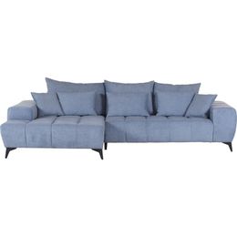 GUTMANN FACTORY Ecksofa blau 95% Polyester 5% Nylon B/H/T: 300cm x 60cm x 205cm, Flachgewebe, Ottomane links