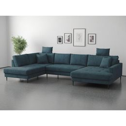 Trends by HG Wohnlandschaft &raquo;Summer&laquo; U-Form, B: 360cm in Cord & Struktur blau 90% Polyester;10% Nylon B/H/T: 360cm x 86cm x 195,5cm, Struktur, 