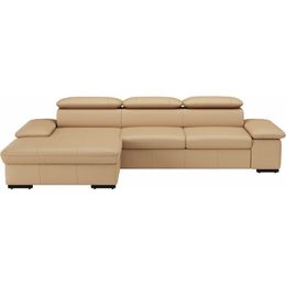 Sit & More sit&more Ecksofa &raquo;Alcudia L-Form&laquo; wahlweise mit Schlaffunktion braun B/H/T: 286cm x 73cm x 174cm, NaturLEDER , Recamiere links,mit Kopfteilverstellung