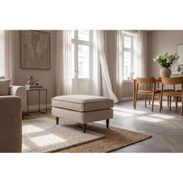 OTTO home Polsterhocker &raquo;Pinto Skandi&laquo; mit Keder, Massivholzf&uuml;&szlig;e Eiche ger&auml;uchert beige 100% Polyester B/H/T: 76cm x 45cm x 56cm, Chenille-Struktur