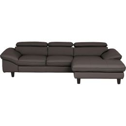 Home Affaire Ecksofa &raquo;Pilot L-Form&laquo; mit Kopfteilverstellung, wahlweise mit Schlaffunktion & Bettkasten braun 100% Polyester, Feinstruktur 75000 