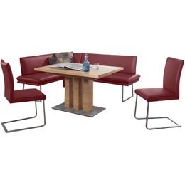 K+w Komfort & Wohnen K+W Komfort & Wohnen Essgruppe &raquo;Santos III&laquo; 4 Stk. tlg. gepolsterte Eckbank und St&uuml;hle, langer Schenkel rechts oder links rot B/H/T: 158cm x 86cm x 