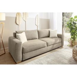 Jockenh&ouml;fer Schlafsofa &raquo;Micha, B: 237 cm, Liegefl. 155x197 cm&laquo; mit Schlaffunktion, Bettkasten & Zierkissen beige Korpus: 100% Polyester;Kissen: 100% Polyester B/H