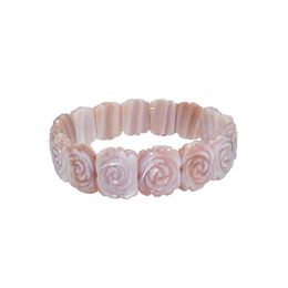 Firetti Damen Armband &raquo;Schmuck Geschenk Armschmuck Armkette Zugarmband "Rosen"&laquo; Made in Germany - mit Perlmuscheln "Pinctada Maxima" rosa 20cm, 