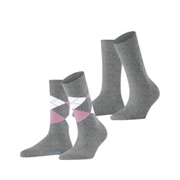Burlington Damen Socken &raquo;Everyday Mix&laquo; 2 Paar, Einheitsgr&ouml;&szlig;e 36-41, unifarben und Argyle-Muster grau 36-41