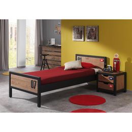 Vipack Kinderbett &raquo;Alex&laquo; Made in Europe, aus teilmassiver Kiefer und MDF beige Rahmenkonstruktion aus MDF, schwarz beschichtet;Materialst&auml;rke 