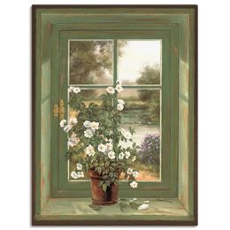 Artland Wandbild &raquo;Wildrosen am Fenster&laquo; Arrangements 1 Stk. tlg. als Alubild, Leinwandbild, Poster in verschied. Gr&ouml;&szlig;en gr&uuml;n B/H/T: 30cm x 40cm, Leinwandbild 
