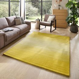 Theko Wollteppich &raquo;Wool Comfort&laquo; rechteckig 15 mm H&ouml;he Handweb Teppich, reine Wolle, handgewebt, brilliante Farben, Scandi gelb Schurwolle B : 90cm 1 