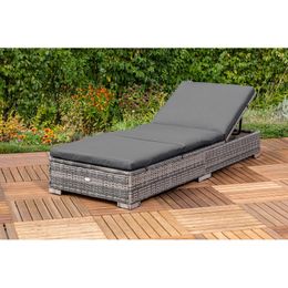 Merxx Gartenliege &raquo;TOPSELLER!&laquo; pulverbeschichteter Stahl, Polyrattan, verstellbar grau Obermaterial: 100% Polyester. F&uuml;llung: 100% Polyurethan 