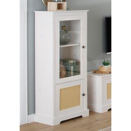 OTTO home Vitrine &raquo;Linda&laquo; aus massivem Kiefernholz, mit sch&ouml;nen Metallgriffen wei&szlig; Massivholz wei&szlig;, B/H/T: 60cm x 140cm x 35cm, T&uuml;ren: 1 Stk.