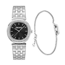 DKNY Damen DKNY Quarzuhr &raquo;Evening Watch Set&laquo; Armbanduhr, Damenuhr, Edelstahlarmband, Ideal auch als Geschenk Einheitsgr&ouml;&szlig;e