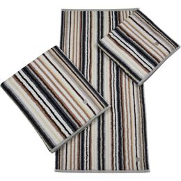 Ross Duschtuch &raquo;Multicolor&laquo; mit Streifen und gesticktem Ross-Emblem grau Frottier, Baumwolle B/L: 70cmx140cm, 1 Stk., Frottier