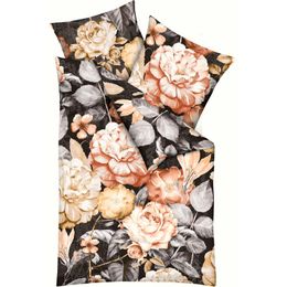 Kaeppel Bettw&auml;sche &raquo;Serena&laquo; 2 Stk. Mit Blumenmuster grau Feinbiber, Obermaterial: 100% Baumwolle B/L: 155cm x 220cm, 1 Stk., 1 Stk., Feinbiber, B/L: 80cm x 